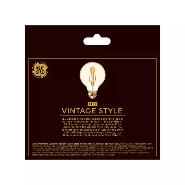 GE Vintage LED 60 Watt Replacement, Candlelight, G25 Deco - Globe Bulbs ...